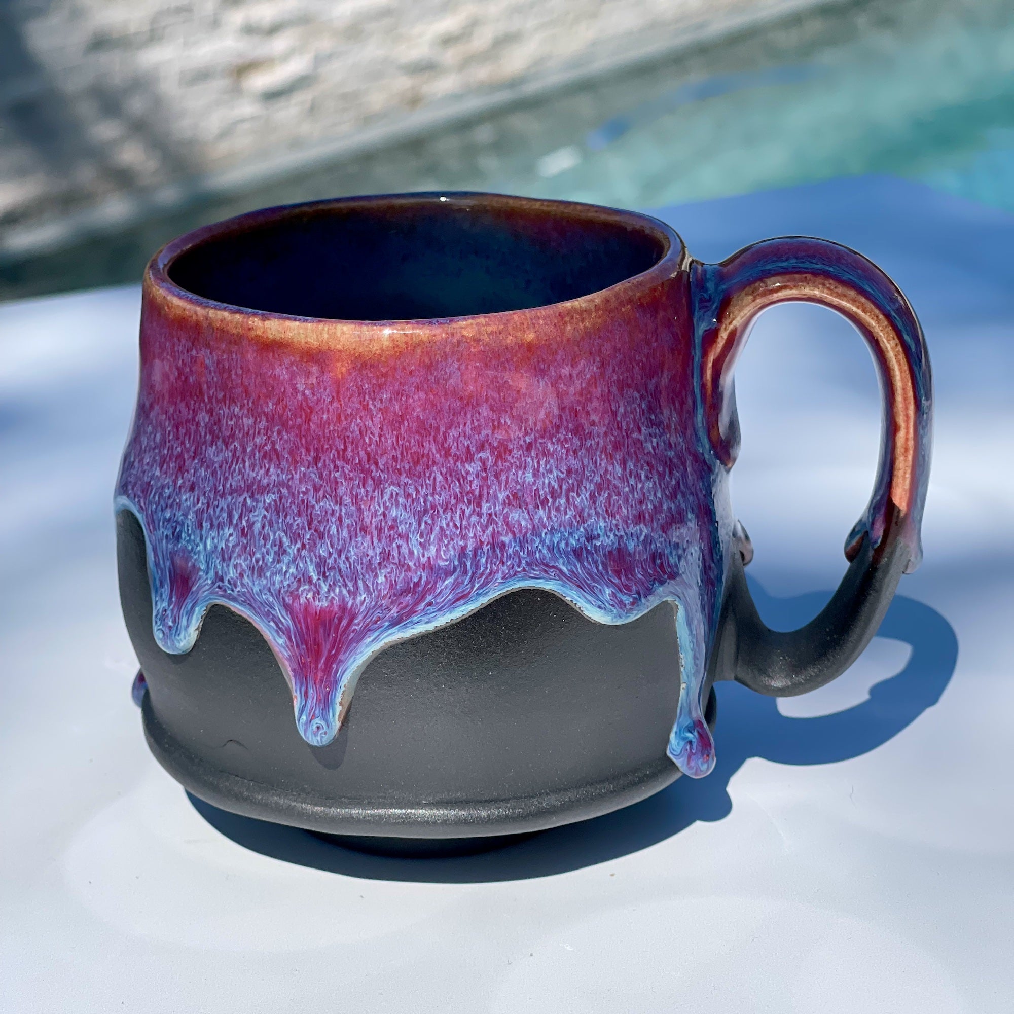 Handmade Ceramic Footed Mug - Electric Jellyfish Glaze – Wheeler Ceramics